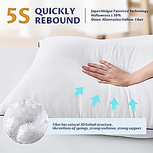 HomeMate Bed Pillows for Sleeping - Queen Size(20''x28'') Set of 2 Allergy Friendly Microfiber Shell Fluffy Down Alternative Filling Breathable Pillow Suitable Back Stomach or Side Sleepers, White