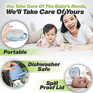 Foldable Snack Cup for Toddlers and Babies - Non-Spill Snack Container for Toddlers Made of Food-Grade Silicone - BPA and Phthalates-Free Baby Snack Container with Lid (Blue)