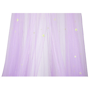 BCBYou Bed Canopy Mosquito Net with Fluorescent Stars Glow in Dark for Baby, Kids, and Adults, for Cover The Baby Crib, Kid Bed, Girls Bed Or Full Size Bed (Purple)