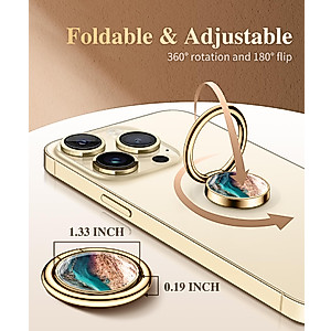 GVIEWIN Marble Cell Phone Ring Holder, Metal Kickstand Grip for Magnetic Car Mount Compatible with iPhone 16 Pro Max/15 Plus/14/13/12 Series & Galaxy S24/S23 Ultra and Other Phones(Drift Sand/Brown)