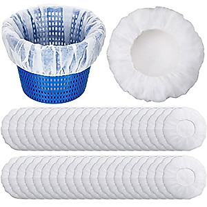 200 Pcs Pool Skimmer Socks Fine Mesh Pool Socks for Skimmer Basket Strainer Screen Liners Savers Clean Debris and Leaves for Inground and Above Ground Pool for Pool Filters Baskets Skimmers (White)