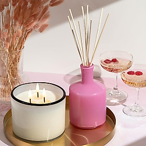 LAFCO New York Signature Reed Diffuser, Duchess Peony - 15 oz - Up to 9 Months Fragrance Life - Reusable, Hand Blown Glass Vessel - Natural Wood Reeds - Made in The USA