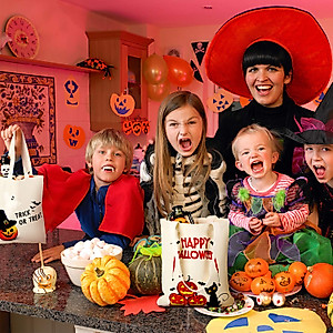 Weewooday 2 Pieces Halloween Tote Bag Reusable Canvas Bag Grocery Shopping Bag Pumpkin Candy Bag for Halloween Party or Daily Supplies