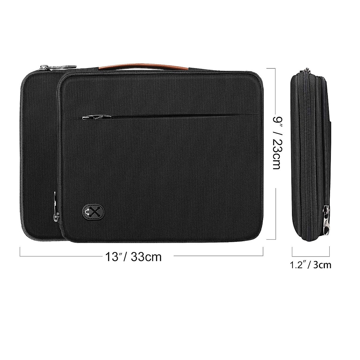 FINPAC 12.9-13 Inch Tablet Laptop Sleeve Case, Briefcase Shoulder Bag for MacBook Pro 14, iPad Pro 12.9 2018-2022, MacBook Air 13 2018-2022, MacBook Pro 13 2016-2022, Surface Laptop Go, Black