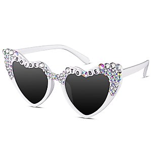 MGupzao Bachelorette Party Bride Sunglasses + Pink Paper Box and Pink Glasses Bag with Pink Glasses Cloth Bride to be Gift