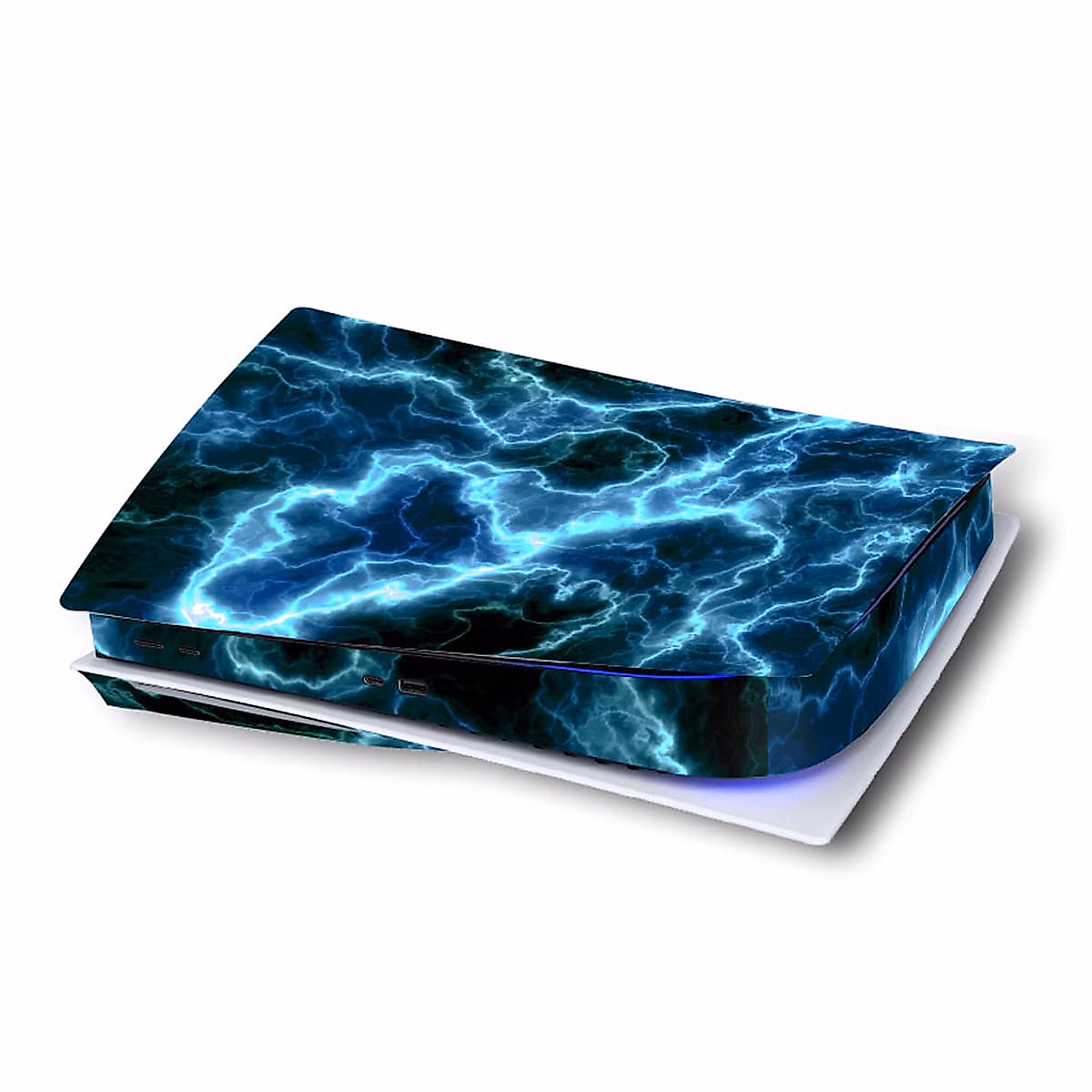 DOMILINA Full Body Vinyl Skin Decal Cover for PS5 Disk Edition Console & Controllers - Green Lightnings