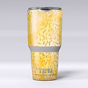 Design Skinz The Grungy Yellow Watercolor Under a Microscope - Skin Decal Vinyl Wrap Kit Compatible with The Yeti Rambler Cooler Tumbler Cups