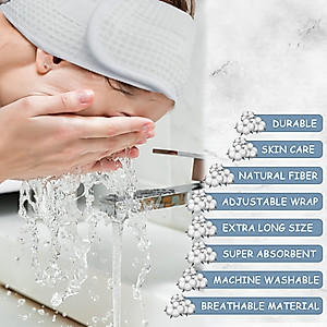 Bleu Bath (3 Pack Adjustable Facial Makeup Headband with Magic Tape Pure Natural Terry Waffle Sweat-Absorbent Facial Spa Headband Facial Washing Shower Wrap Yoga Sports Hairband (Waffle White)