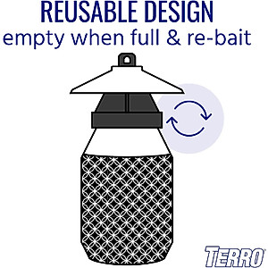 4 Pack of TERRO Fly Magnet, Reusable Fly Trap - Includes 4 Fly Bait Packet and Heavy Duty 9.5 PLEXON Hanging Chain (4 Traps)