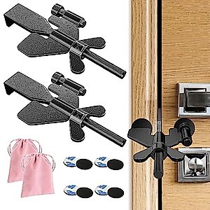 MASJENBU Portable Door Lock for Travel, Adjustable Door lock Security for Additional Safety and Security, Hotel Door Locks for Travelers, Door Security Devices for Home College Hotel Apartment, 2 Pack