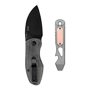 OKNIFE Parrot 154CM Stainless Steel Folding EDC Pocket Knife Bundle with Otacle 2 EDC Ti Bottle Opener Pry Bar