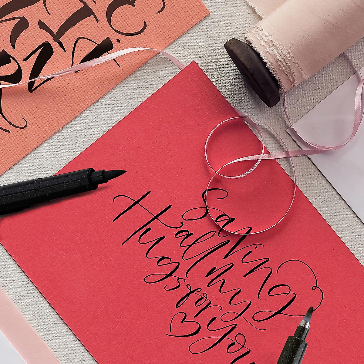 MISULOVE Hand Lettering Pens, Calligraphy Pens, Brush Markers Set, Soft and Hard Tip, Black Ink Refillable - 4 Size(6 Pack) for Beginners Writing, Art Drawings, Water Color Illustrations, Journaling