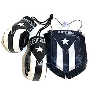 Puerto Rico, Boricua, Puerto Rican Style, 3pc Boricua Hookup, Puerto Rico Car Flags, Boxing Glove, Puerto rico car Flag