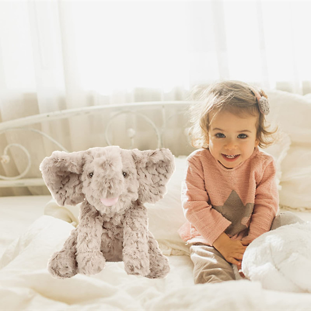 BSVOME 9 inches Elephant Stuffed Animals Soft Cute Elephant Doll Plush Stuffed Animal for Boys Girls (Khaki)