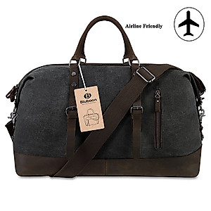 BLUBOON Canvas Overnight Bag Travel Duffel for Men and Women Weekender Tote (Dark Grey)