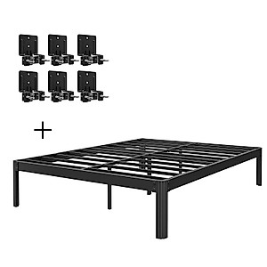 COMASACH 18 Inch Queen Size Bed Frame with Mattress Gasket