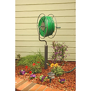 Yard Butler Free Standing Swivel Hose Reel - Water Hose Caddy For Yard or Garden - Outdoor Garden Hose Accessories, Water Hose Reel Rotate 360 Degree, Freestanding Metal Outdoor Water Pipe Stand