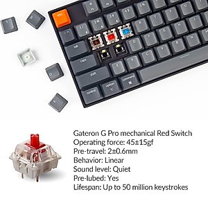 Keychron K8 Hot-swappable Wireless Bluetooth 5.1/Wired USB Mechanical Keyboard with Gateron G Pro Red Switch/White LED Backlit/N-Key Rollover, Tenkeyless 87-Key Computer Keyboard for Mac Windows