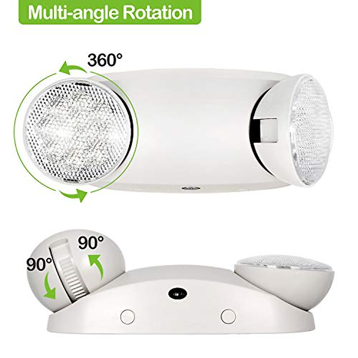 Two Head Emergency Light, Adjustable Integrated LED Emergency Lighting with Battery Backup - 4 Pack