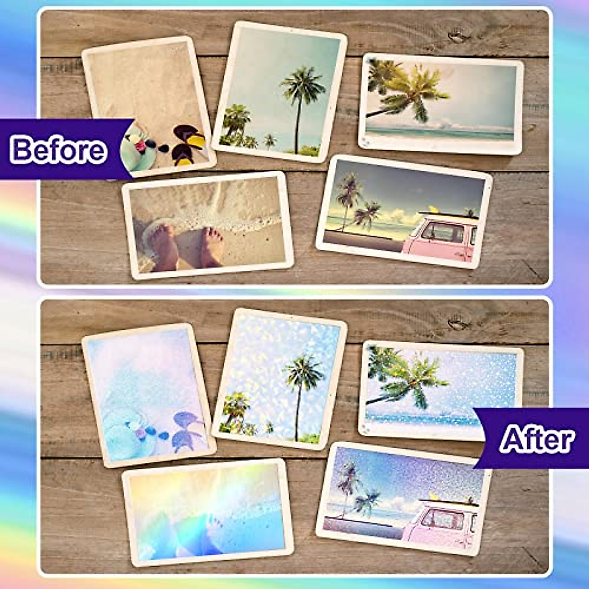 72 Sheets Holographic Sticker Paper with Gem Star A4 Size Printable Holographic Laminate Sheets Vinyl Star Sticker Paper Self Adhesive Waterproof for Ink Jet Laser Printer, 8.27" x 11.7"