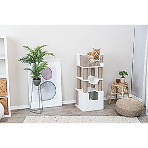 TRIXIE Lucano XXL 43-in Cat Tower, Sisal Scratching Posts, Cat Tree with Plush Condo, Cushions, Dangling Cat Toys, Brown