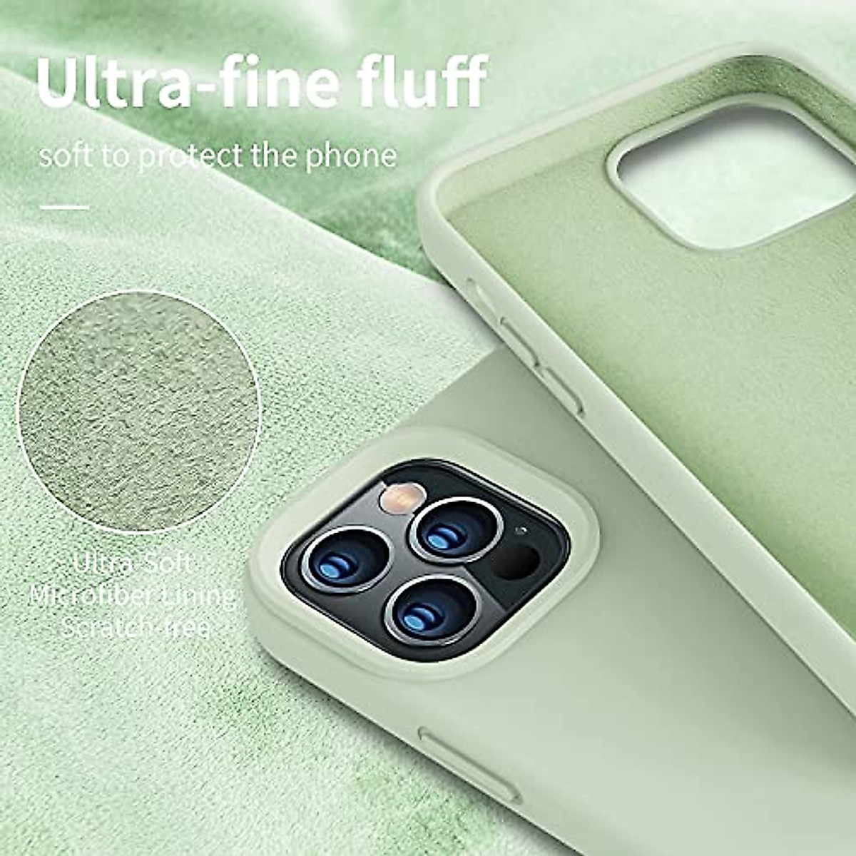 Vooii Compatible with iPhone 13 Pro Max Case, Liquid Silicone Full Body Protective Case with [Anti-Scratch] [Soft Microfiber Lining] [Camera Protective] for iPhone 13 Pro Max 6.7 inch, Matcha