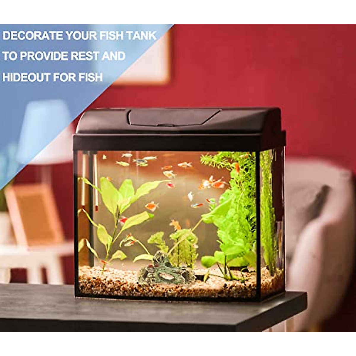 HERCOCCI Decaying Trunk Aquarium Betta Fish Ornament, Fish Tank Wood Decoration Resin Aquarium Log Cave Driftwood for Hideout Holes (3 Pack)