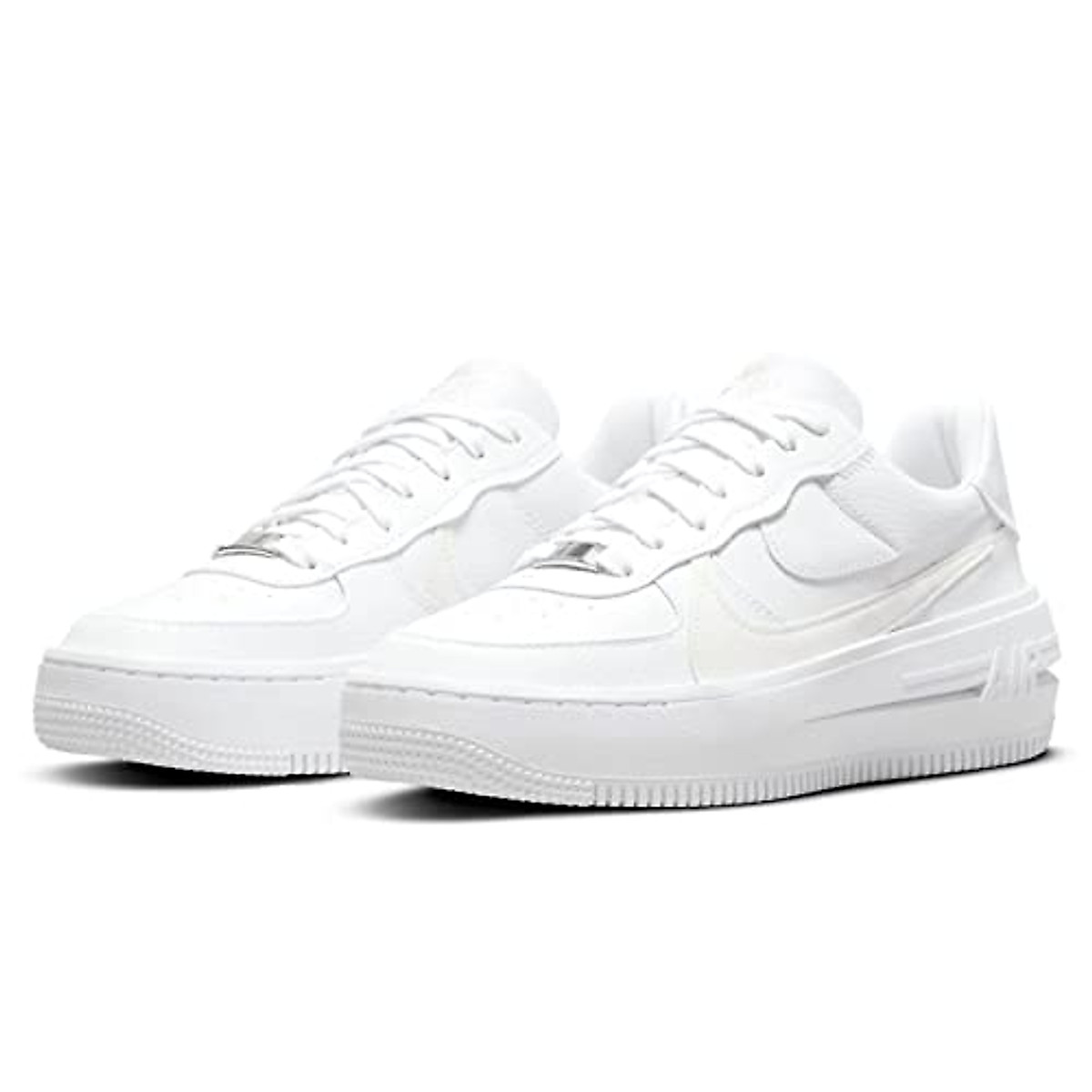 Nike Womens Air Force One PLT.AF.ORM Sneakers (White/Summit White-White-White, 7.5)