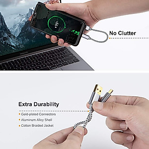 Bundle - 3 Items: 2 Pack 6 inch USB C Cable Short Fast Charging Cable + 1 Pack 0.5 Feet Short Lightning to USB Data Sync Cable