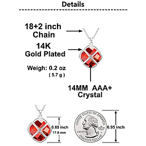 Qinpan 14MM Crystal Pendant Drop Dangle Necklace Earrings Set for Women Glod Plated Costume Jewelry Sets, 38*17.8mm, Yellow Gold, crystal