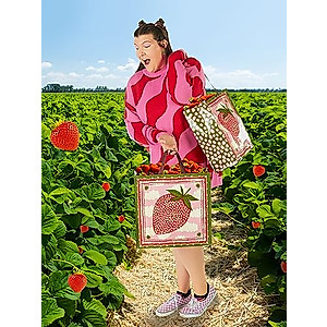 Blue Q Shopper - Strawberry Clouds. Reusable grocery bag, sturdy, easy-to-clean, 15" h x 16" w x 6" d. Made from 95% recycled material.