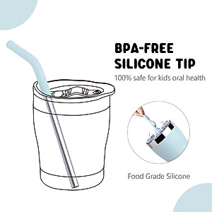 Mollcity kids Cup-9 oz Stainless Steel Vacuum Insulated Tumbler Lids and Straws- Kids Smoothie Cup Spill Proof, BPA Free(Blue)