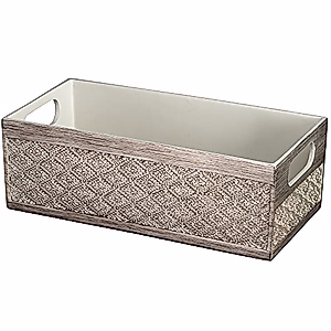 Dublin Bathroom Decor Box Toilet Paper Holder Storage Basket - Decorative Toilet Tank Topper Bathroom Storage Organizer - Bathroom Sink Organizer Countertop Container, Modern Gray and Silver Look.