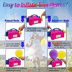 Balloons Pump Kit Electric Balloon, Portable Dual Nozzle Electric Balloon Inflator/Blower for Rose Red 110V 600W Electric Balloon Blower Pump for Party Decoration,Faster and Save Time