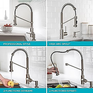 Kraus KSF-1610SFS Bolden Touchless Sensor Commercial Pull-Down Single Handle 18-Inch Kitchen Faucet, Spot Free Stainless Steel