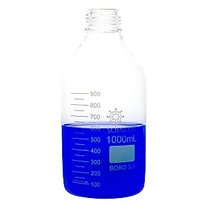 1000ml Leak Proof Media Bottle Super Thick Graduated with GL45 Screw Cap Durable 1 liter glass bottle