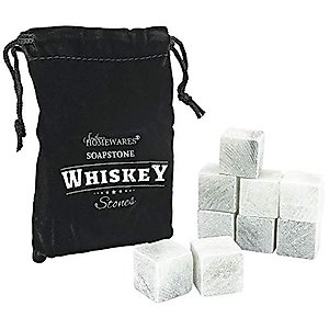 Southern Homewares Soapstone Whiskey Stones Chilling Rocks Beverage Cooler Set of 9 W/ Storage Bag