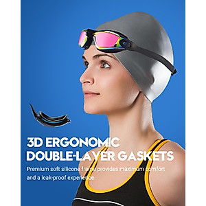 Vorshape Swim Goggles Pack of 2 Swimming Goggle No Leaking Adult Men Women Youth, Aqua & Black Pink, Anti Fog