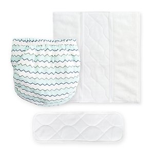 Amazing Baby Hybrid Cloth Diaper Cover with Pocket-Sling, Small, Sz 2 (8-15 lbs), Use with Boosties Inserts, Denim Mini Chevron, SmartNappy Set includes Muslin Cover + Tri-fold Insert + Booster Pad