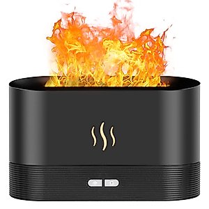 Komake Flame Diffuser Humidifier, Ultra-Silent Cool Mist Air Fire Diffuser, 2 Brightness Night Light & Auto-Off, Essential Oil Aromatherapy Flame Humidifier Aroma Diffuser for Home, Office or Yoga
