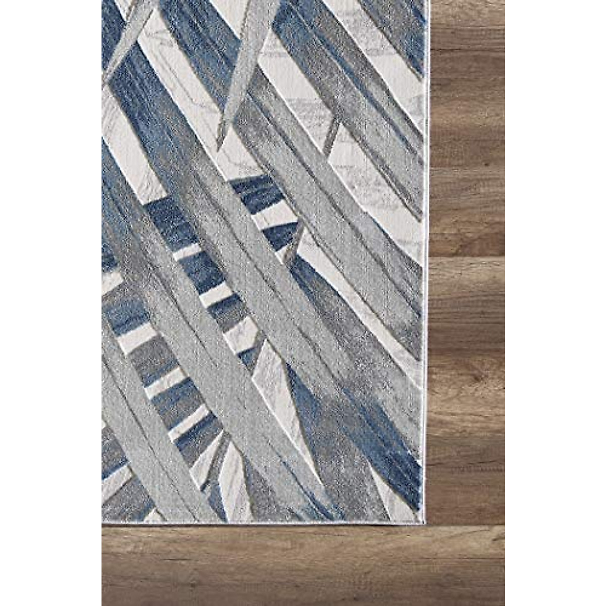 Abani 6' x 9' Blue Grey & Beige Floral Palm Leaf Pattern Area Rug Rugs - Nova Collection Modern Eclectic Style Accent Rug