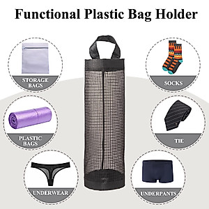 TOGETRUE Plastic Bag Holder, Grocery Bag Holder Mesh Hanging Storage Bag Dispenser (Black 2 Packs)
