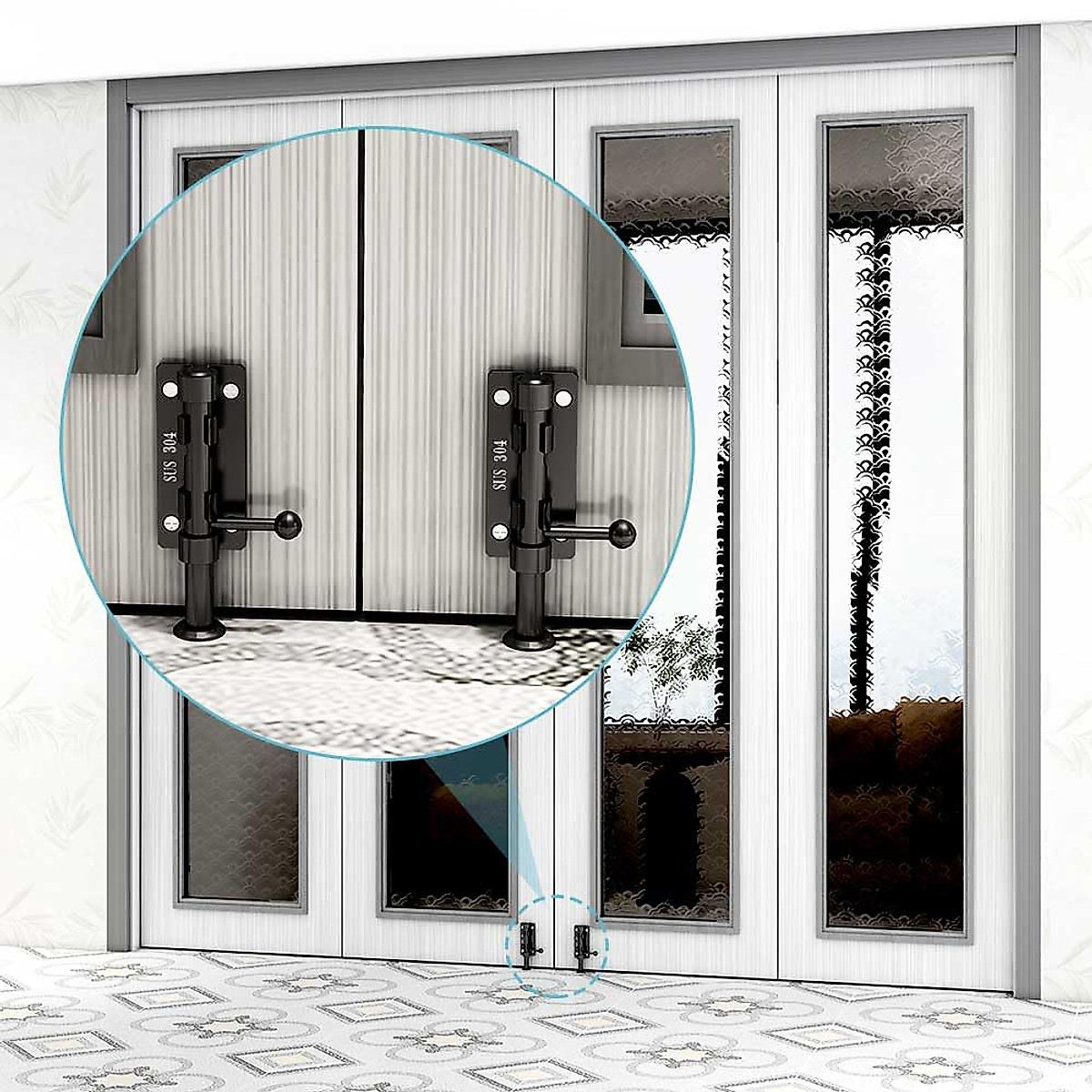 Heavy Duty Slide Bolt Gate Latch Hardwareh, 6.3 Inch Heavy Duty Solid 304 Stainless Steel Security Bolt for Wooden Fence/Shed Door/Yard Door/Barn Door/Interior and Outdoor Latch (2PCS Black)