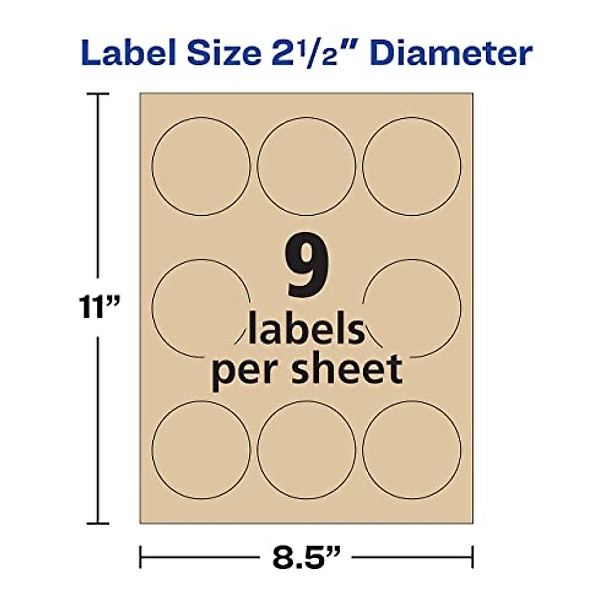 Avery 2.5" Round Labels -- Make Homemade Jar Labels, Gift Tags and Thank You Tags, 225 Kraft Brown Labels (22808)