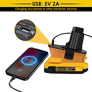 Replace for DeWalt Battery Adapter 18V to 20V DCA1820, Convert 20V Lithium Battery to 18V NiCad & NiMh Battery DC9096 DC9098 DC9099 DW9098 DW9096, with 5V USB Port, for Drills, Sanders and More