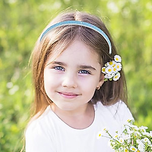 WLLHYF Glitter Headband, 4pcs Plastic Sparkly Cute Non Slip Chunky Hairbands, Thick Bling Confetti Rainbow Hair Bands with Teeth, Little Girls Colorful Hair Accessories