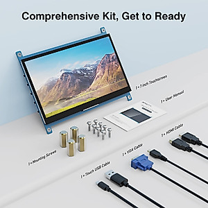 APROTII 12 inch HDMI Monitor, 1024x768 HD Display, HDMI/BNC/AV/VGA/USB Input Audio Video Display with BNC Cable Bulid in Speaker and VESA Hole for PC Raspberry Pi Use Built-in Speaker