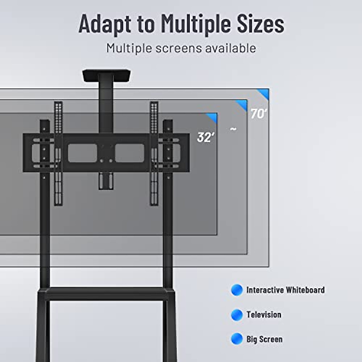 Mobile TV Cart ,JYXOIHUB, Rooling TV Stand with Wheels for 32 to 70 Inch LCD LED OLED Plasma Flat Panel Screens up to 100lbs AVA1500-60-1P (Black)