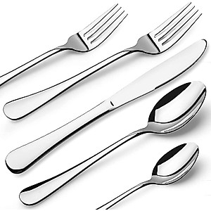 Nice Kitchen Silverware Set, Reusable Stainless Steel Flatware Cutlery Sets, Heavy Forks and Spoons Silverware Utensils for 8,40-Piece