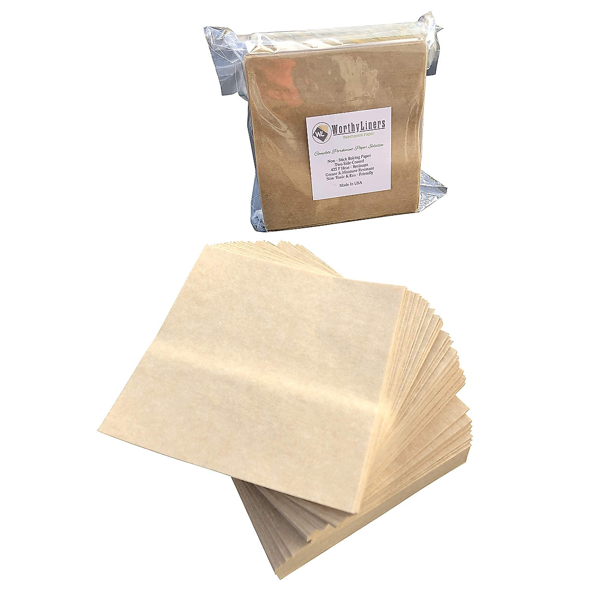 Parchment Paper Squares 4x4 Precut Unbleached 1000 sheets (4X4)